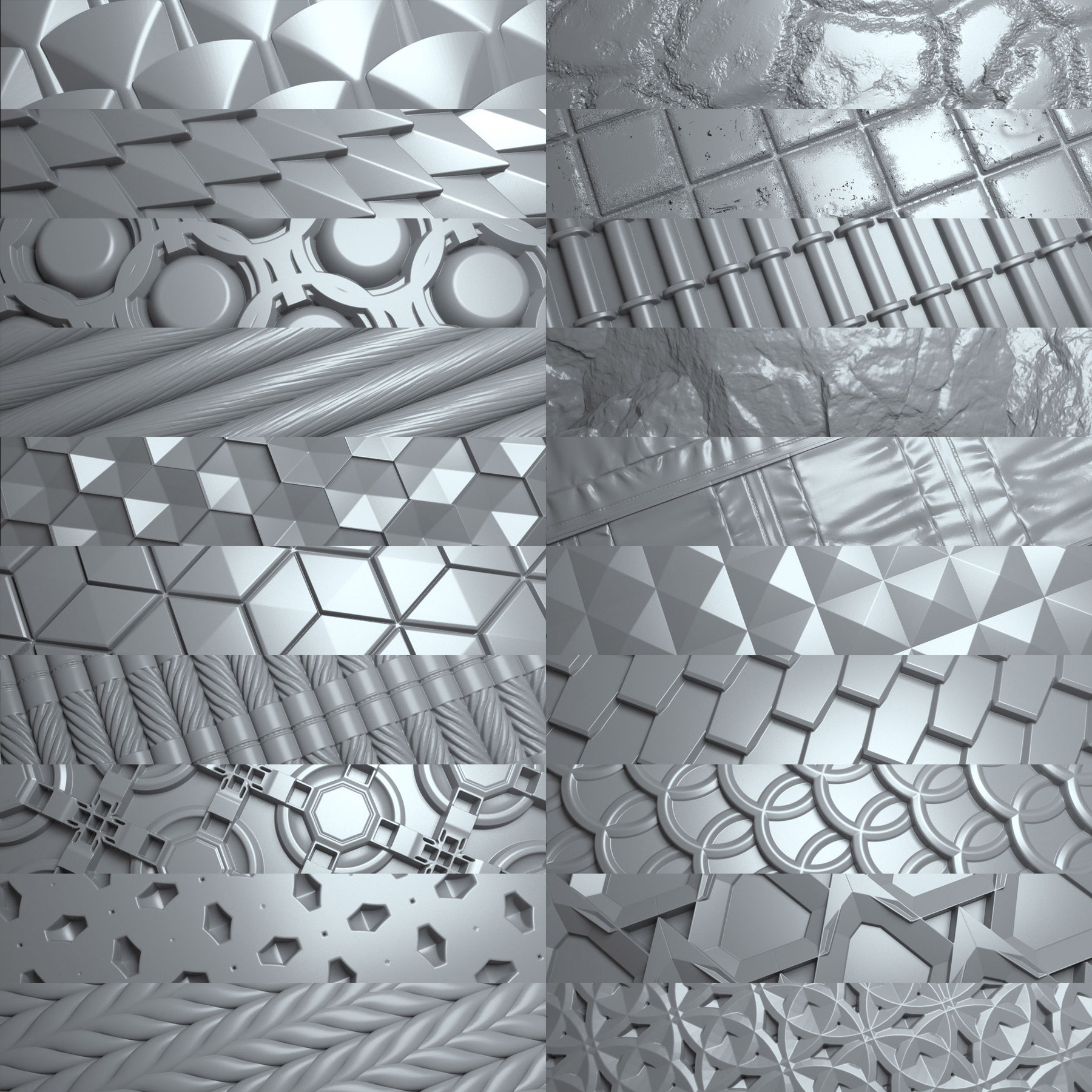 ArtStation - 100 Tileable Displacement/Alpha Patterns Part 1 | Brushes